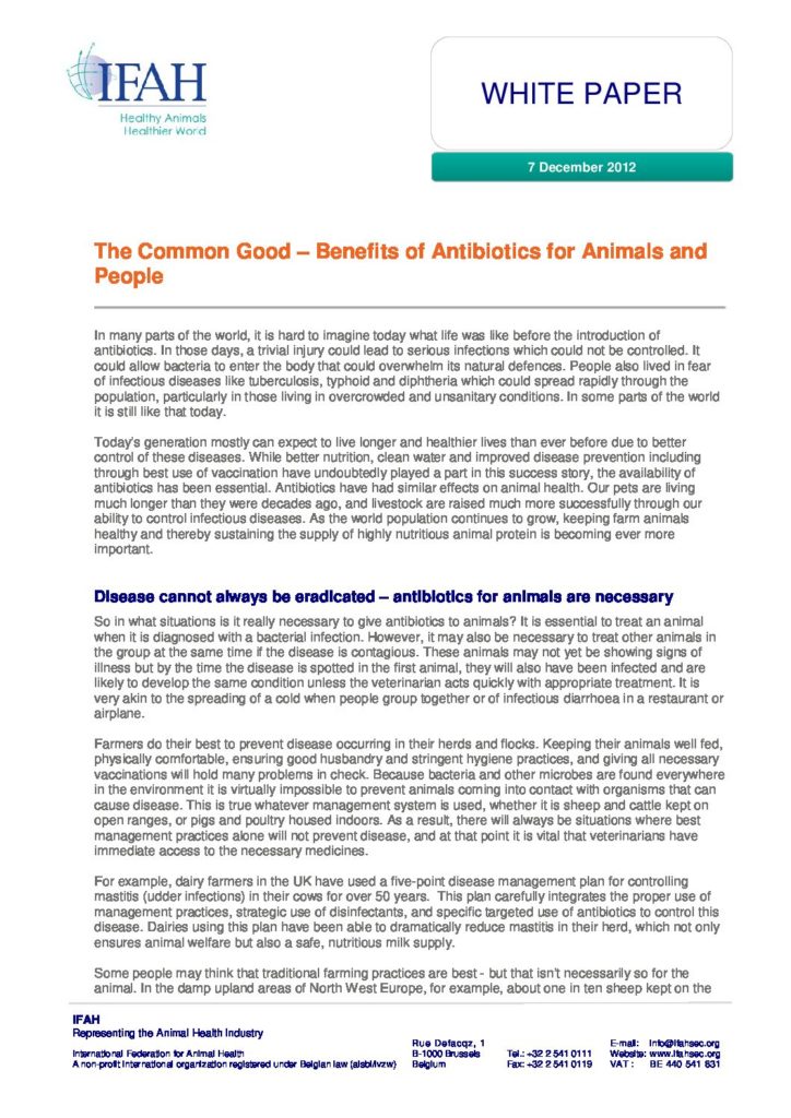 the common good benefits of antibiotics for animals and people ...